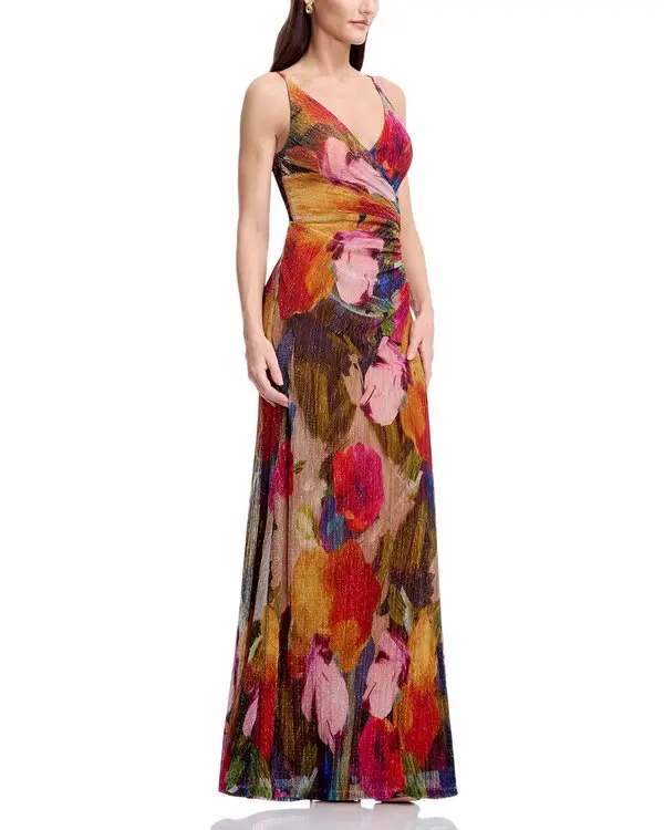 Dress The Population Jordan Printed Side Slit Gown
