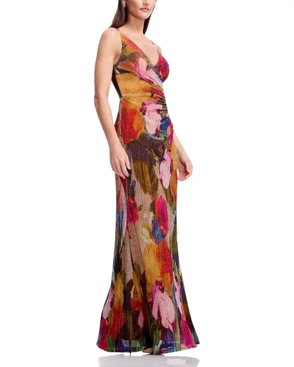 Dress The Population Jordan Printed Side Slit Gown