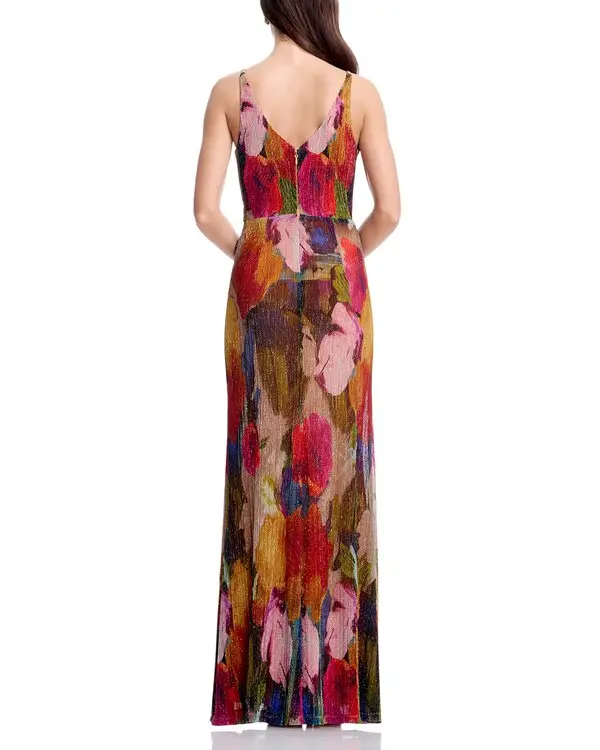 Dress The Population Jordan Printed Side Slit Gown