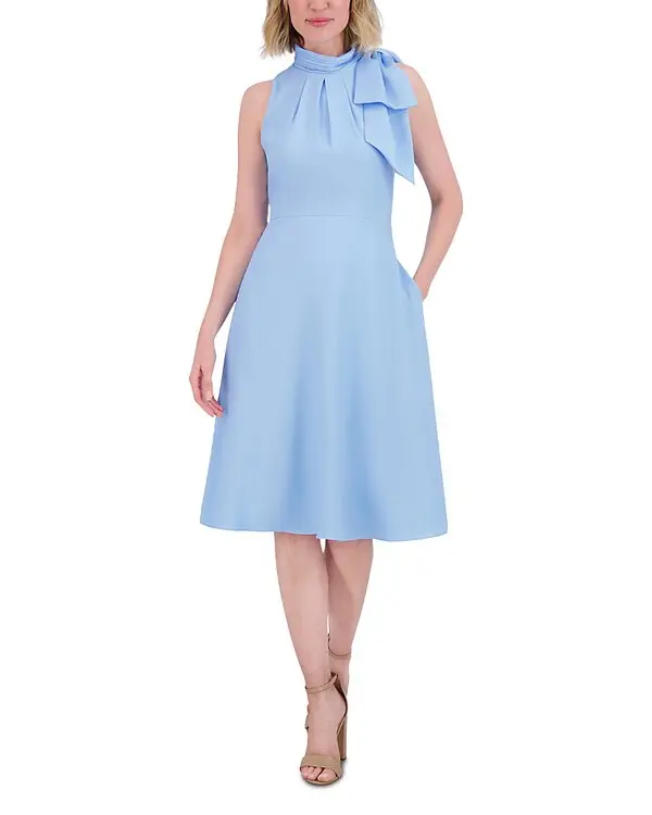 Eliza J Sculpted Fit And Flare Midi Dress - Light Blue
