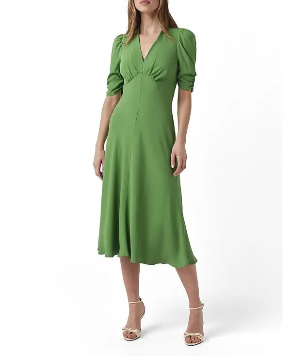 GHOST LONDON Mia Crepe V-neck Midi Dress - Green