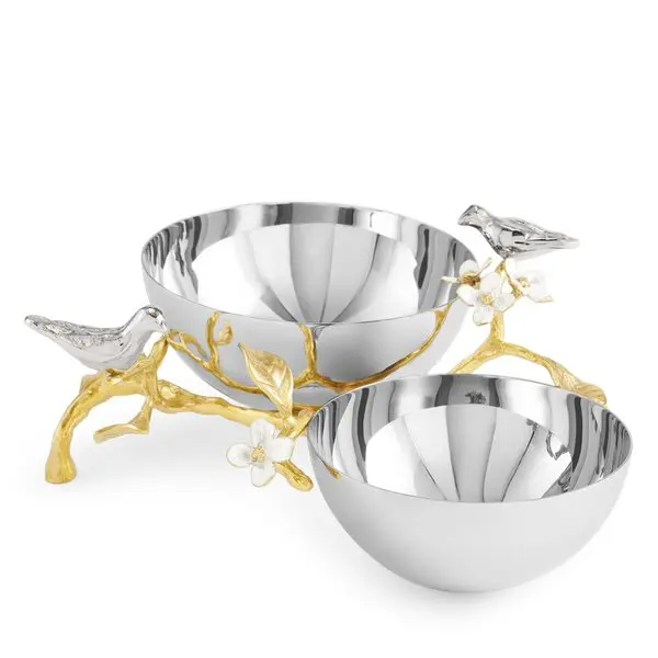 Michael Aram Lovebirds Silver & Gold Double Dish