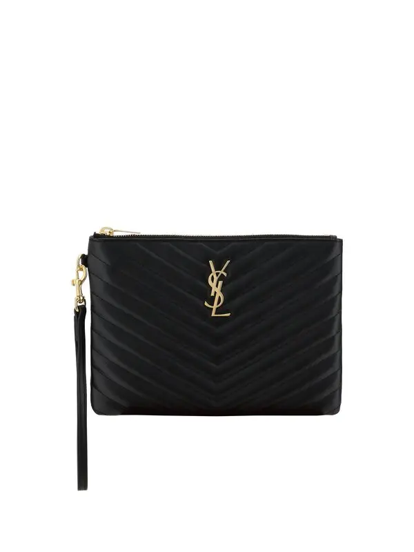 Saint Laurent Matelassé Clutch Bag - Black