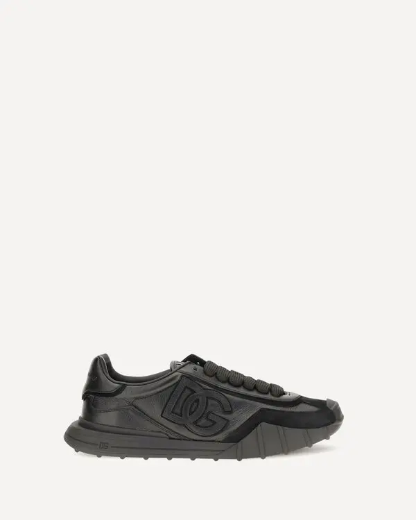 Dolce & Gabbana Athletic Fabric And Leather Lace-up Sneakers - Black