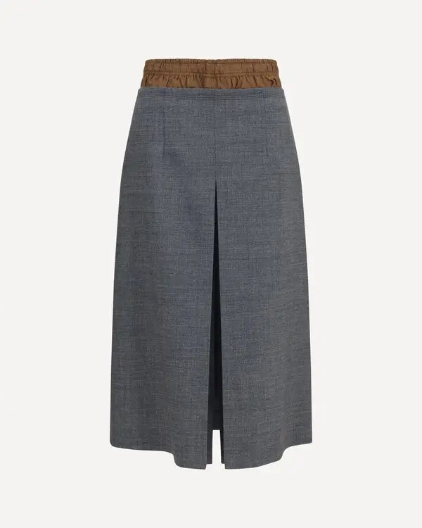 Prada Midi Skirt With Topstitching - Grey
