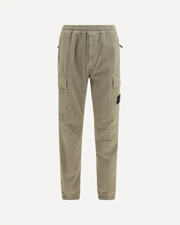 Stone Island Cargo Pants With Elasticated Cuffs - Khaki