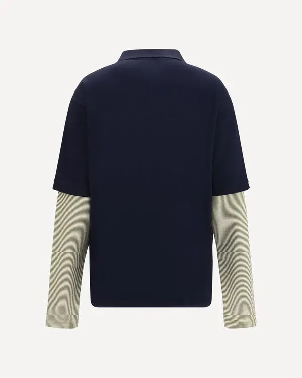 Miu Miu Striped Sleeve Polo Sweater Feale