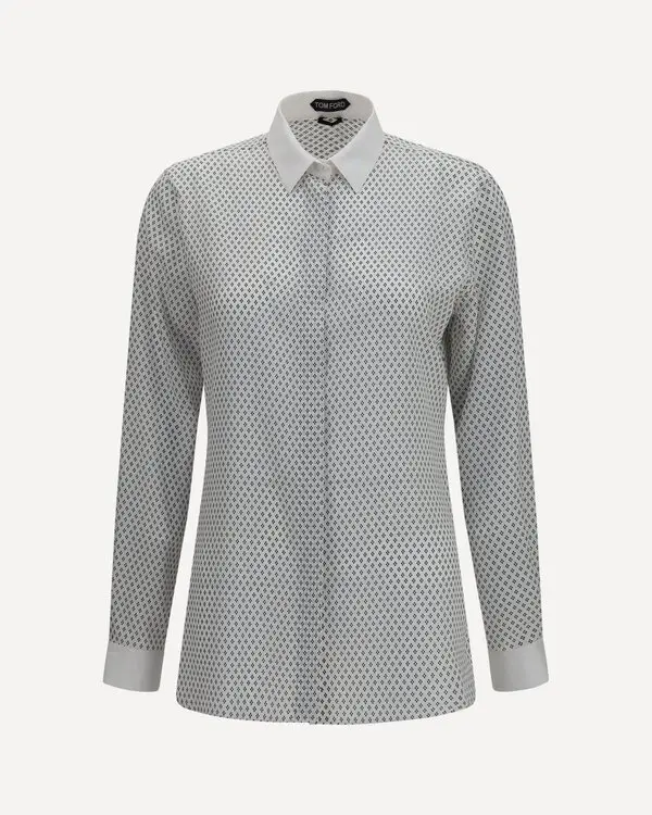 TOM FORD Diamond Print Silk Crêpe De Chine Shirt - Multicolour