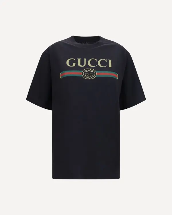 Gucci Cotton And Silk Jersey T-shirt With Interlocking Gg Print