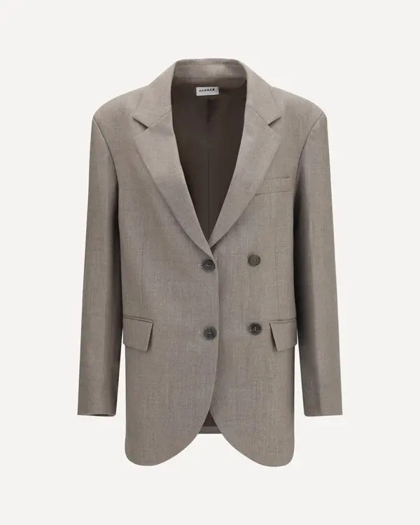 P.a.r.o.s.h Virgin Wool Double-breasted Blazer - Beige