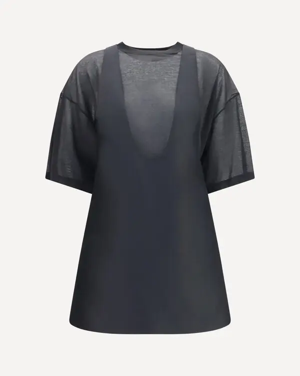 Balenciaga Hybrid Dress With Sheer T-shirt - Black