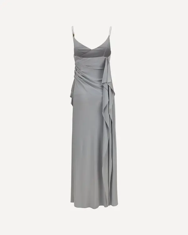 Versace Draped Medusa Hardware Viscose Jersey Maxi Dress
