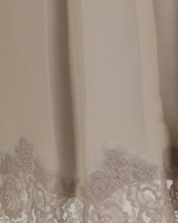P.a.r.o.s.h Silk Blend Midi Skirt With Lace Hem - Beige