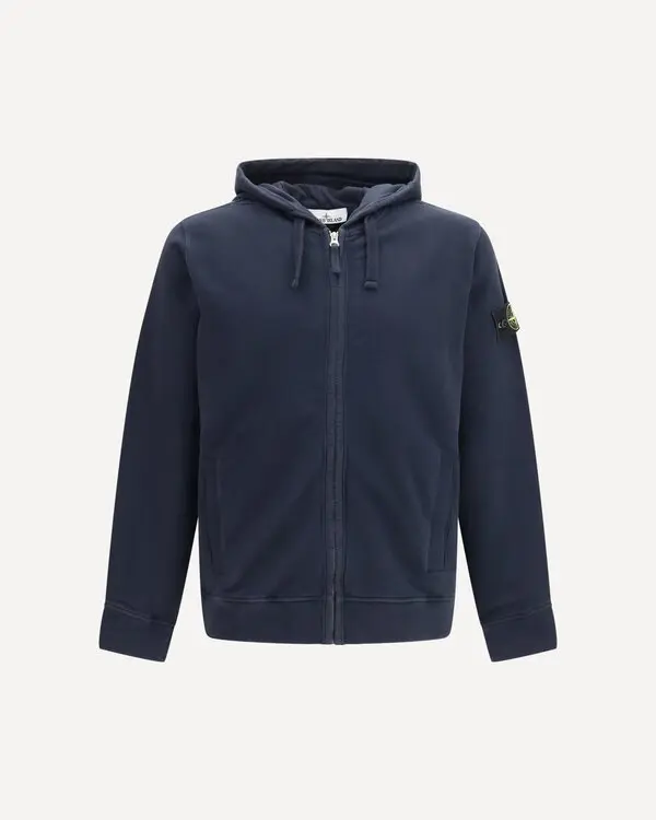 Stone Island Cotton Zip-up Hoodie With Compass Logo