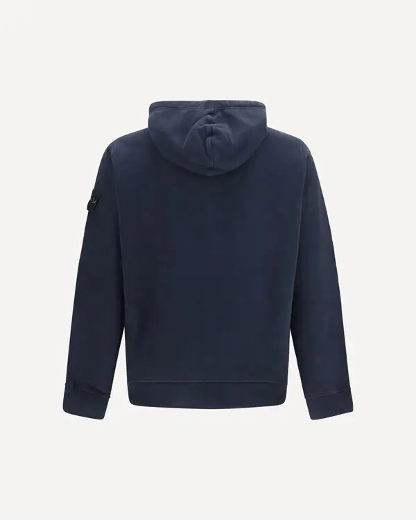 Stone Island Cotton Zip-up Hoodie With Compass Logo