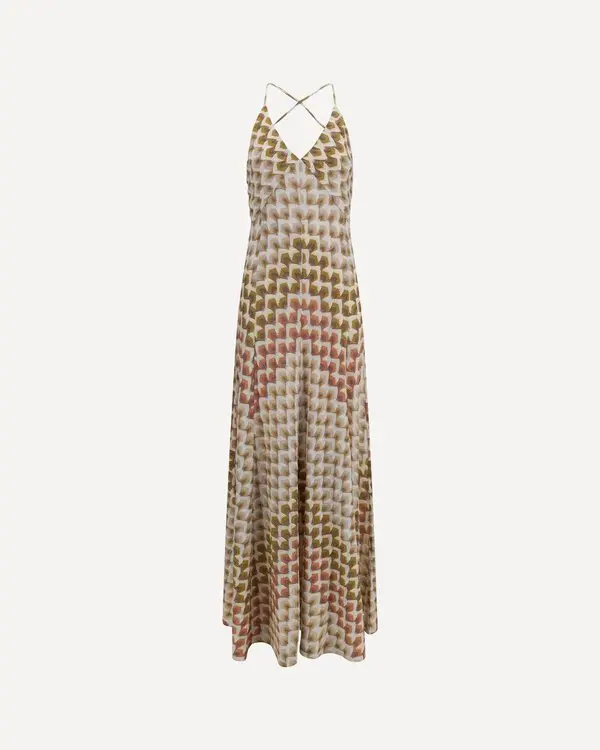 Missoni Long Lamé Viscose Dress With Crossed Straps