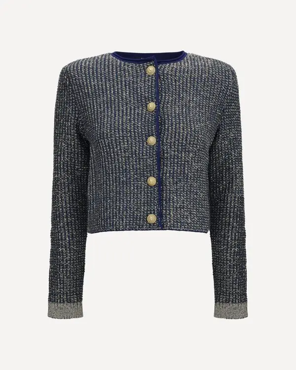 Balmain Quilted Sequin Cardigan With Decorative Buttons