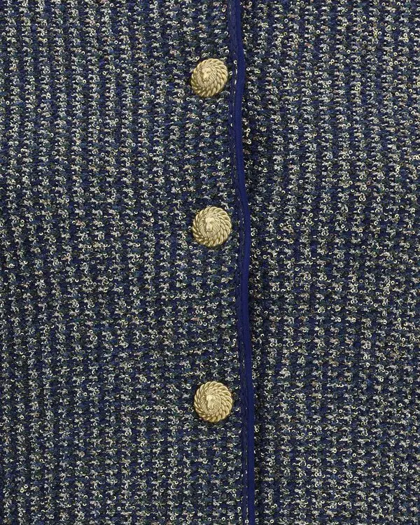 Balmain Quilted Sequin Cardigan With Decorative Buttons