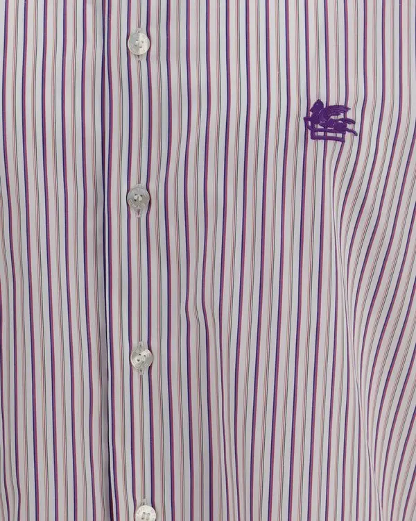 Etro Roma Striped Cotton Shirt With Pegaso Logo