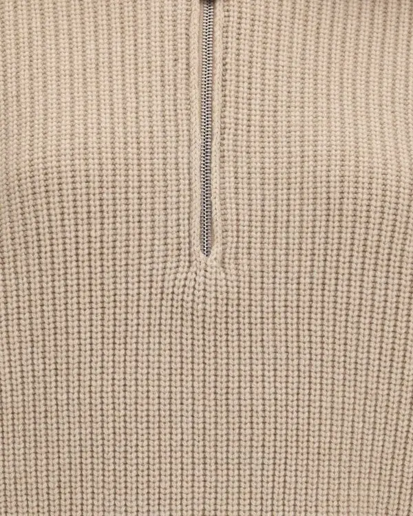 Malo Cashmere High-neck Zip Sweater