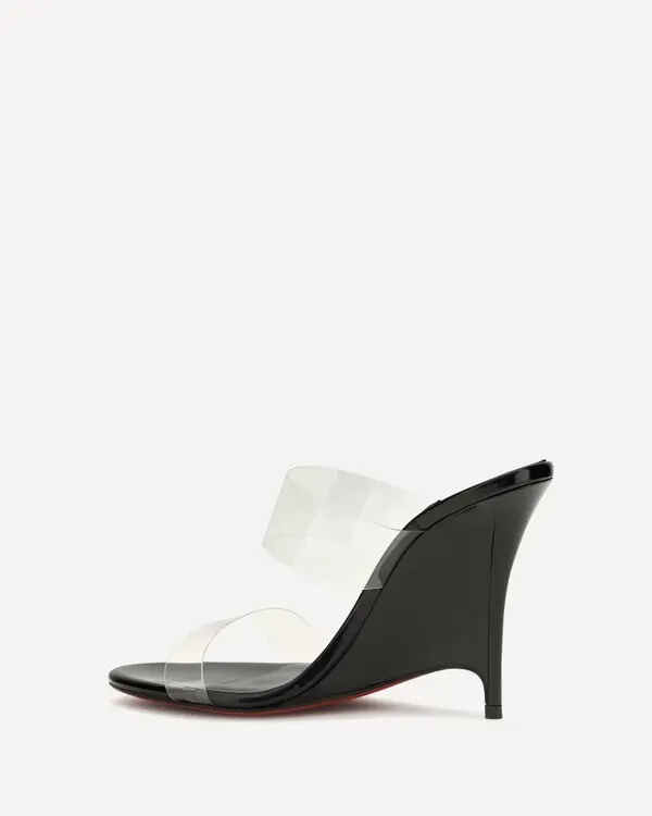 CHRISTIAN LOUBOUTIN Solo Zee Sculptural Wedge Mules - Black