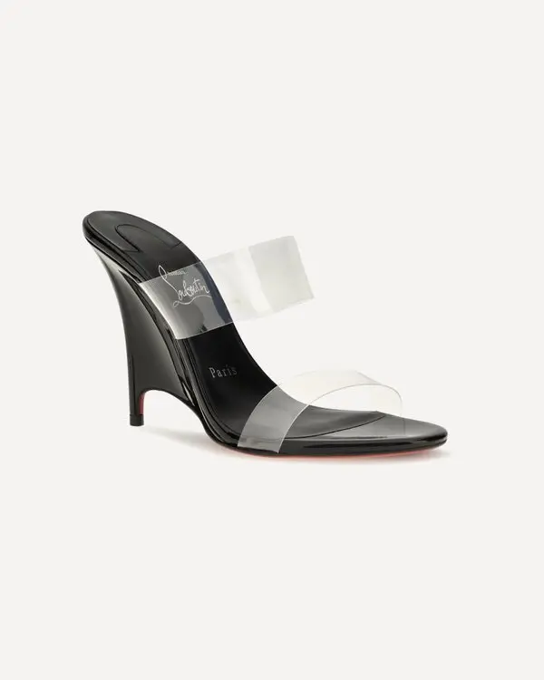 CHRISTIAN LOUBOUTIN Solo Zee Sculptural Wedge Mules - Black