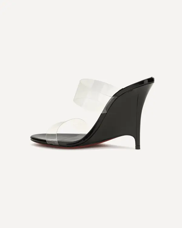 CHRISTIAN LOUBOUTIN Solo Zee Sculptural Wedge Mules - Black