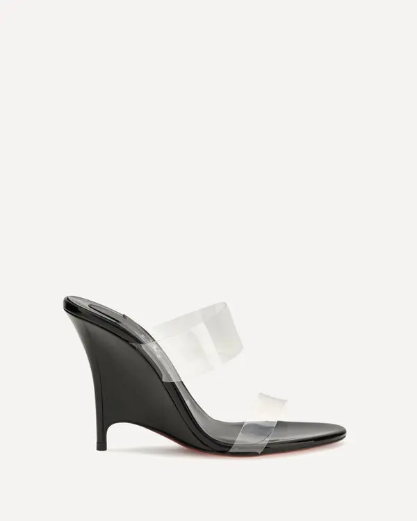 CHRISTIAN LOUBOUTIN Solo Zee Sculptural Wedge Mules - Black