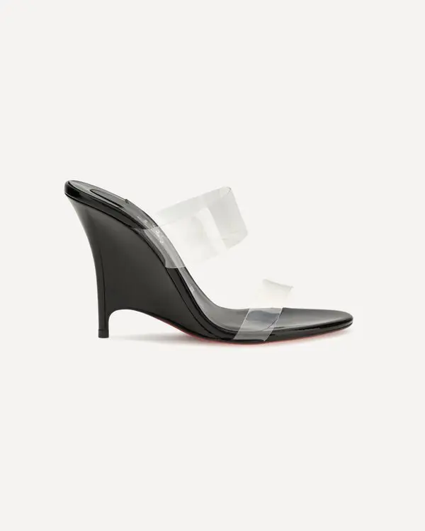 CHRISTIAN LOUBOUTIN Solo Zee Sculptural Wedge Mules - Black