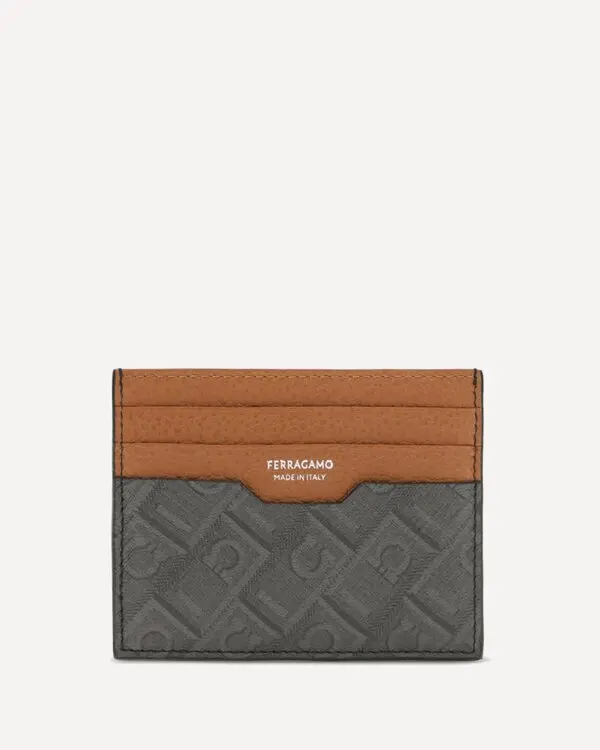 FERRAGAMO Monogram Leather Cardholder - Brown