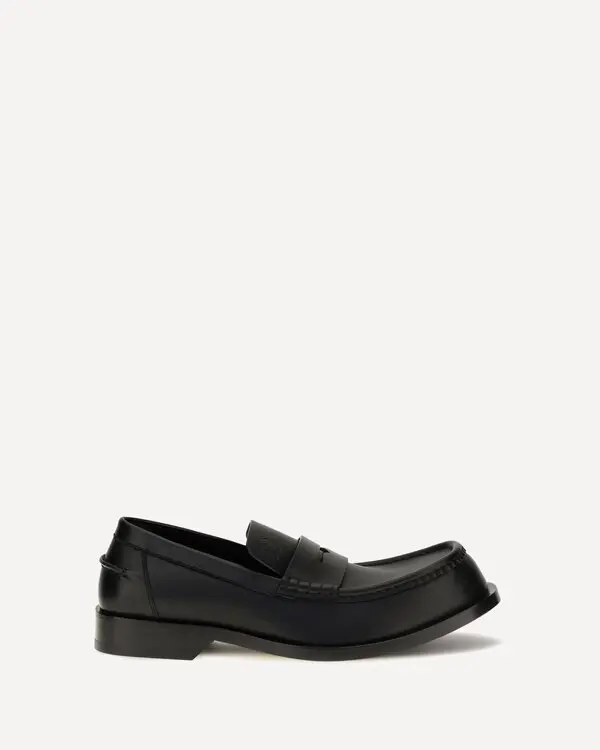 Loewe Bobine Polished Calfskin Loafers - Black