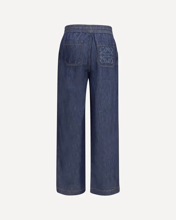 Loewe Cotton Chambray Drawstring Pants - Blue