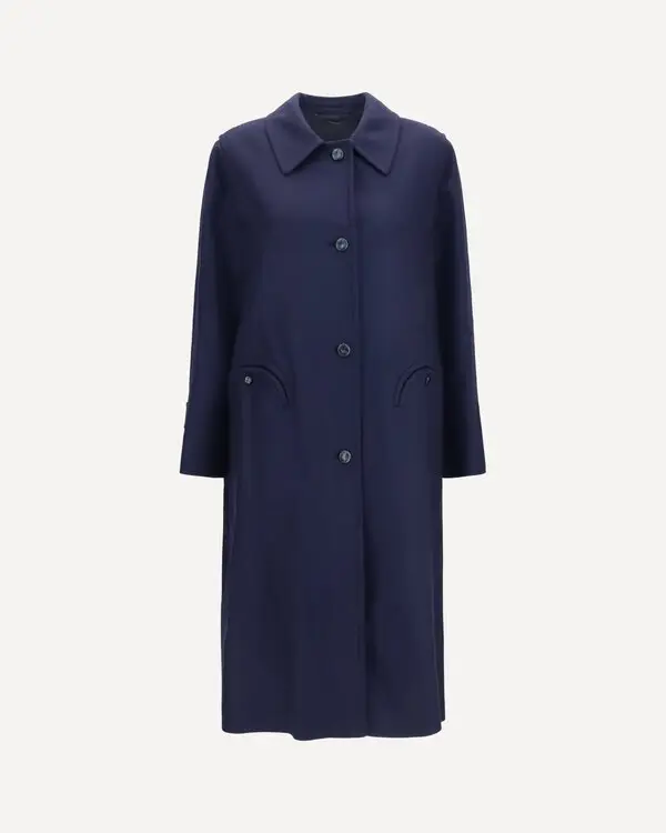 BLAZÉ MILANO Ntak Woolly Wool Trench Coat - Blue