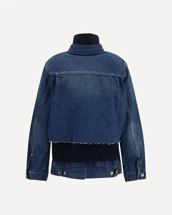 Sacai Denim Jacket With Wool Knit Layer