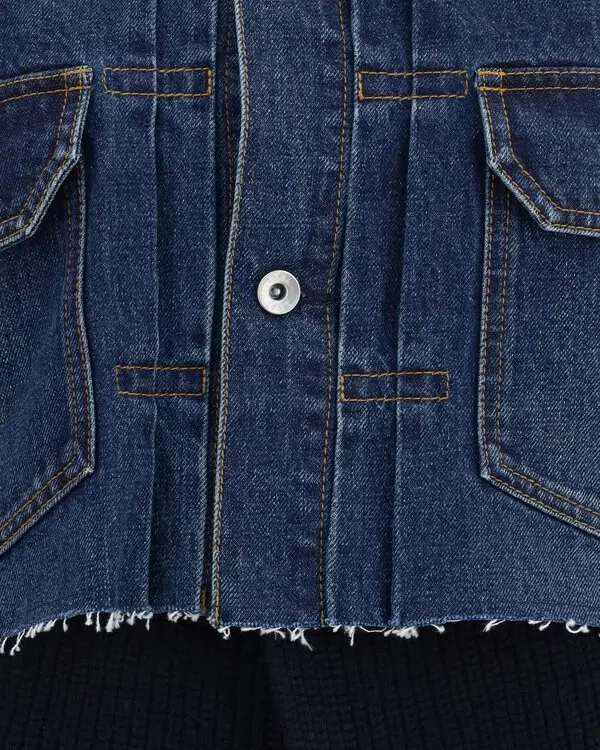 Sacai Denim Jacket With Wool Knit Layer
