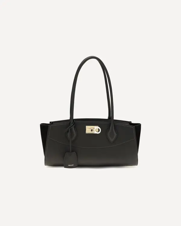 FERRAGAMO Studio Soft East West Shoulder Bag - Black