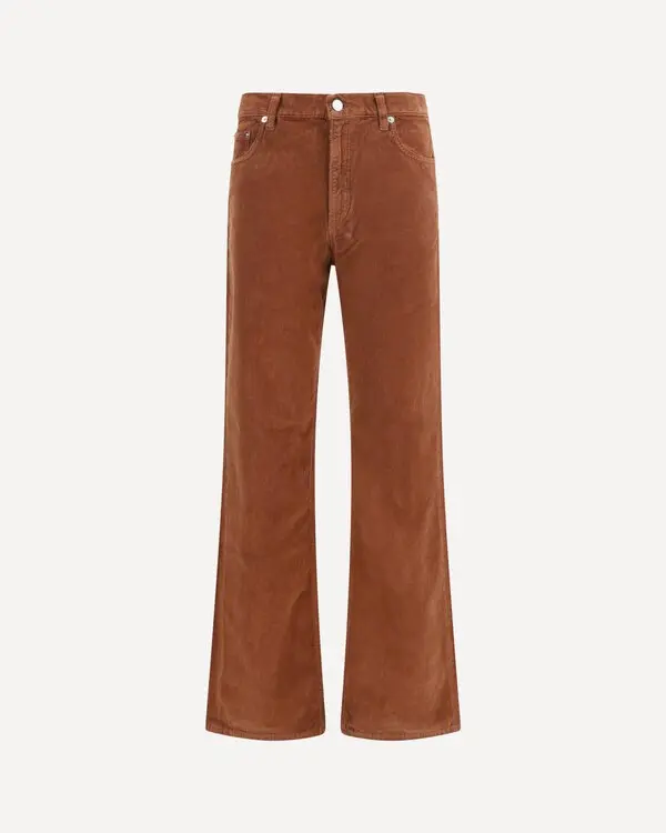 HAIKURE Korea Pier Corduroy Straight Leg Trousers - Brown