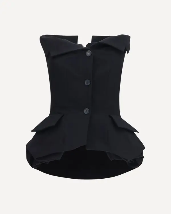Magda Butrym Cotton Bustier Corset Top - Black