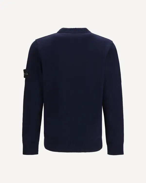 Stone Island Crewneck Sweater With Logo Patch - Black