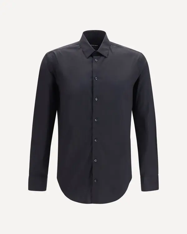 Giorgio Armani Shirt Slim Fit In Stretch Cotton Poplin - Black