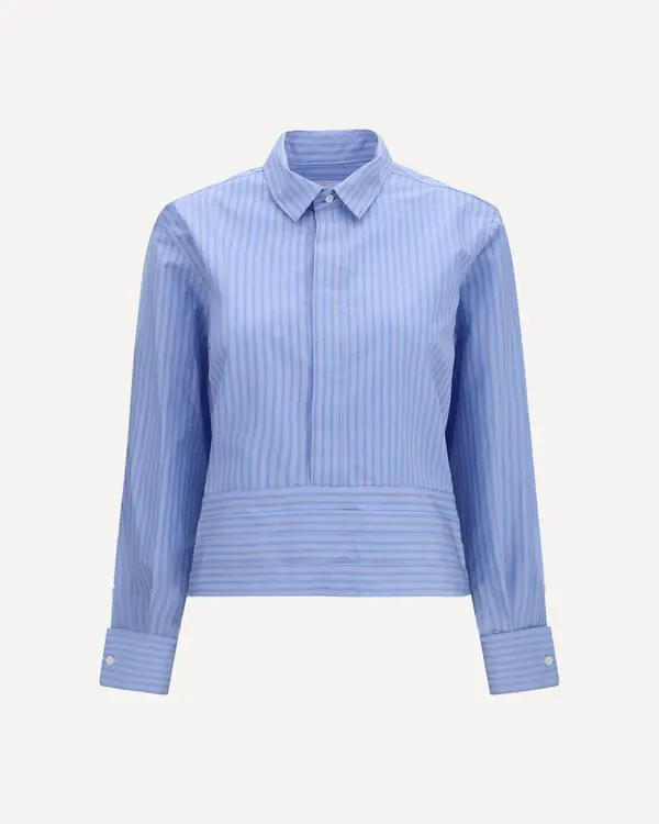 Sacai Cotton Poplin Shirt With Belt - Light Blue