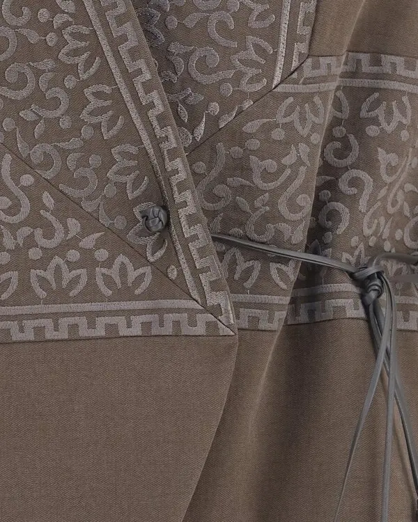 Giorgio Armani Vest In Washed Silk And Virgin Wool With Jacquard Pattern And Ties