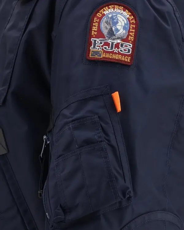 PARAJUMPERS Hooded Bomber Jacket With Cargo Pockets - Blue