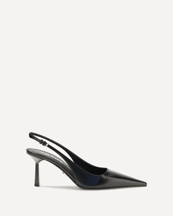 Prada Leather Slingback Pumps - Black