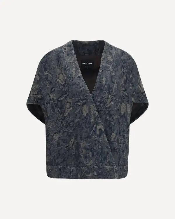 Giorgio Armani Jacket In Oversized Floral Jacquard Denim
