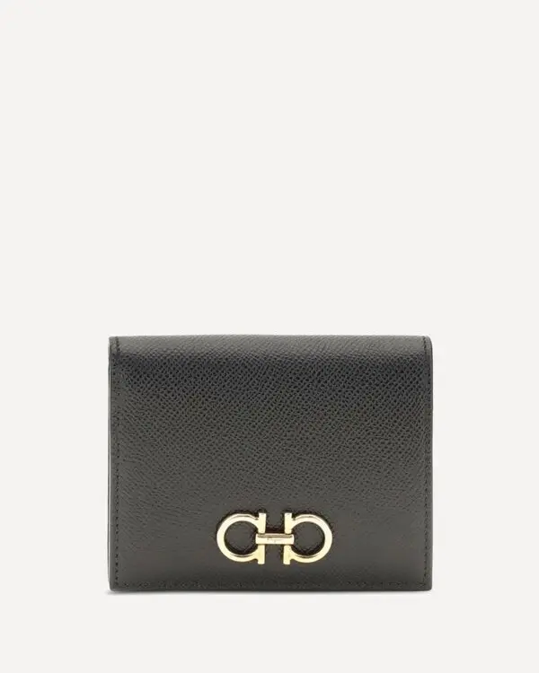 FERRAGAMO Gancini Calfskin Wallet - Black