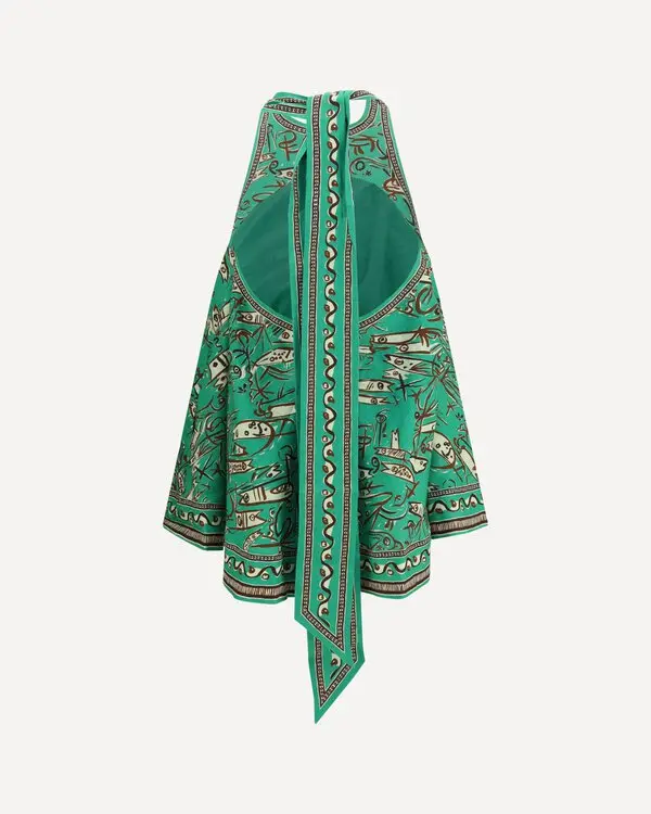 ALEMAIS Fish Sticks Linen Mini Dress - Green