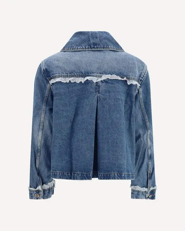 GANNI Denim Jacket With Lace Details - Blue