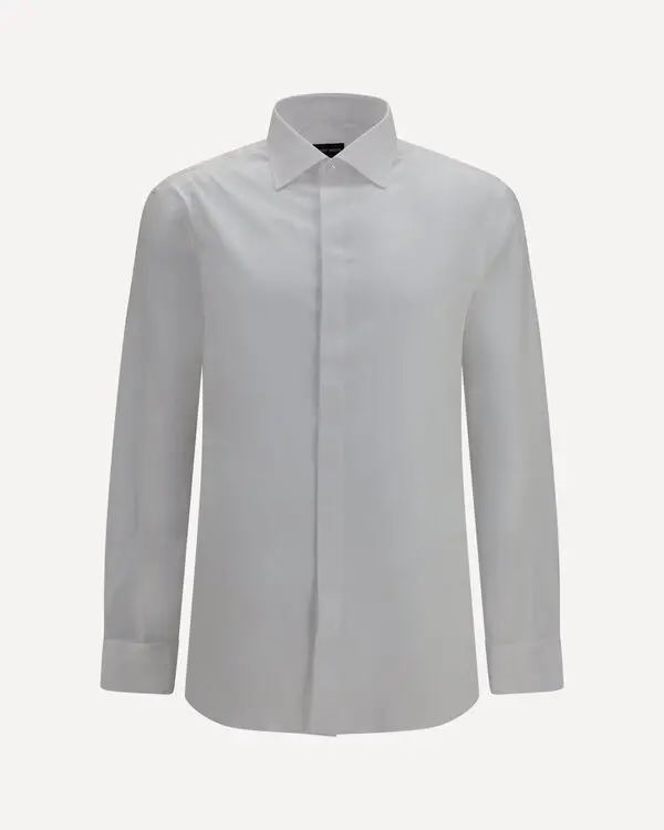 Giorgio Armani Shirt In Soft Cotton With French Collar - White