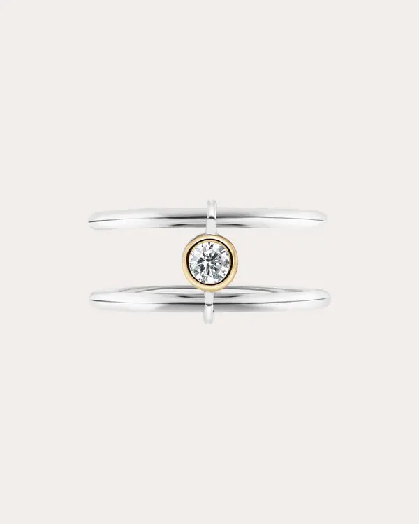 CHELSEA GABRIELLE Diamond & 18k White Gold Axis Ring 18k Gold - Silver